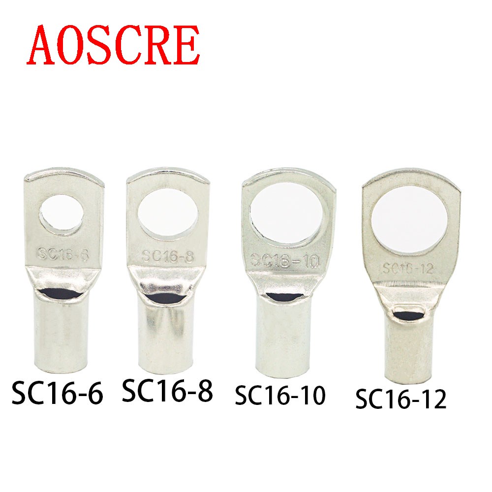 10PCS SC16-6 16-8 16-10 16-12 Copper Cable Lug Kit Bolt Hole Tinned ...