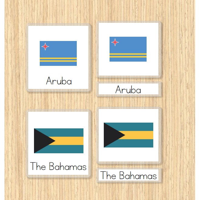 Montessori Three Part Cards - Flags of the countries in NORTH AMERICA ...