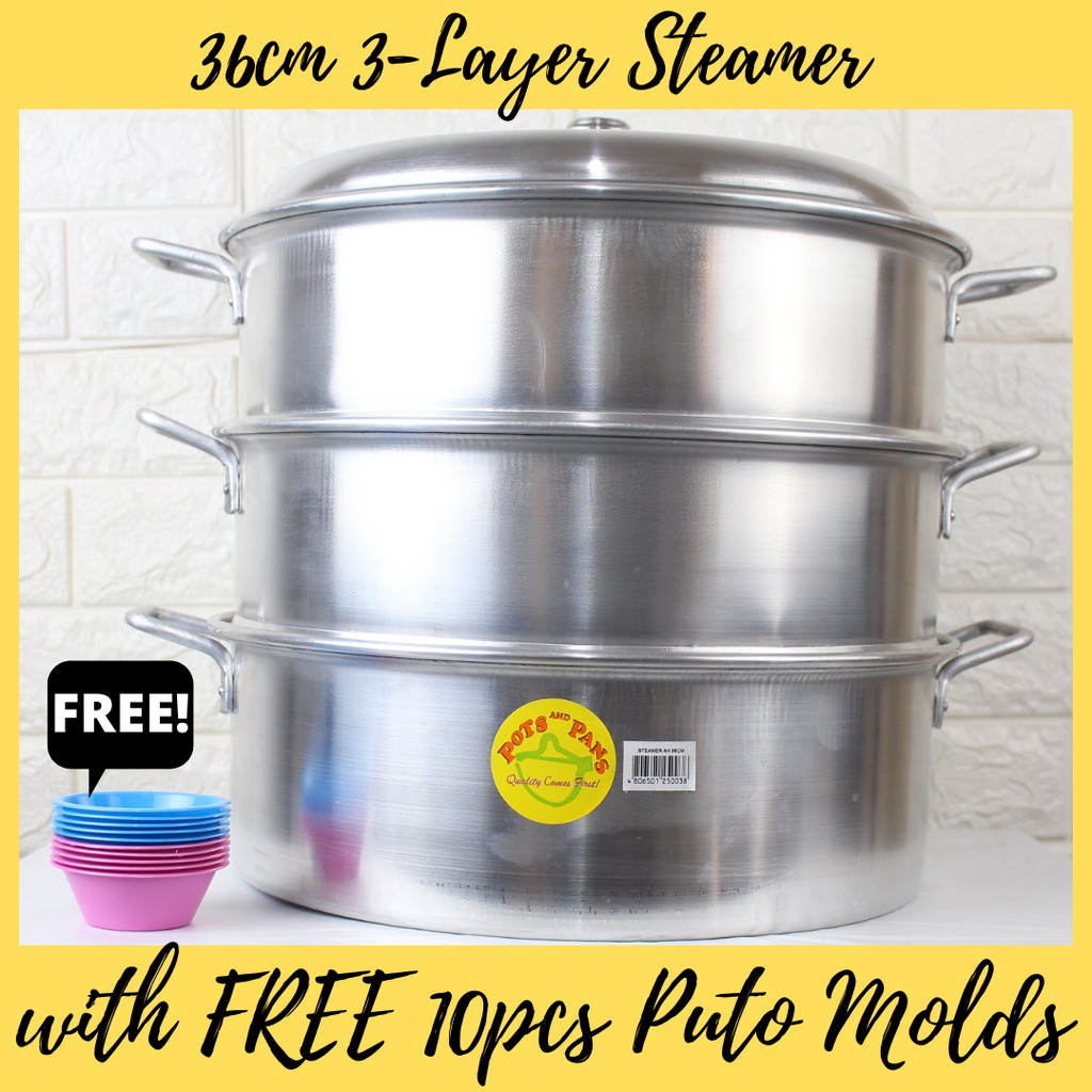 36cm 3-Layer Aluminum Steamer with Free Puto Molds (Good for Business ...