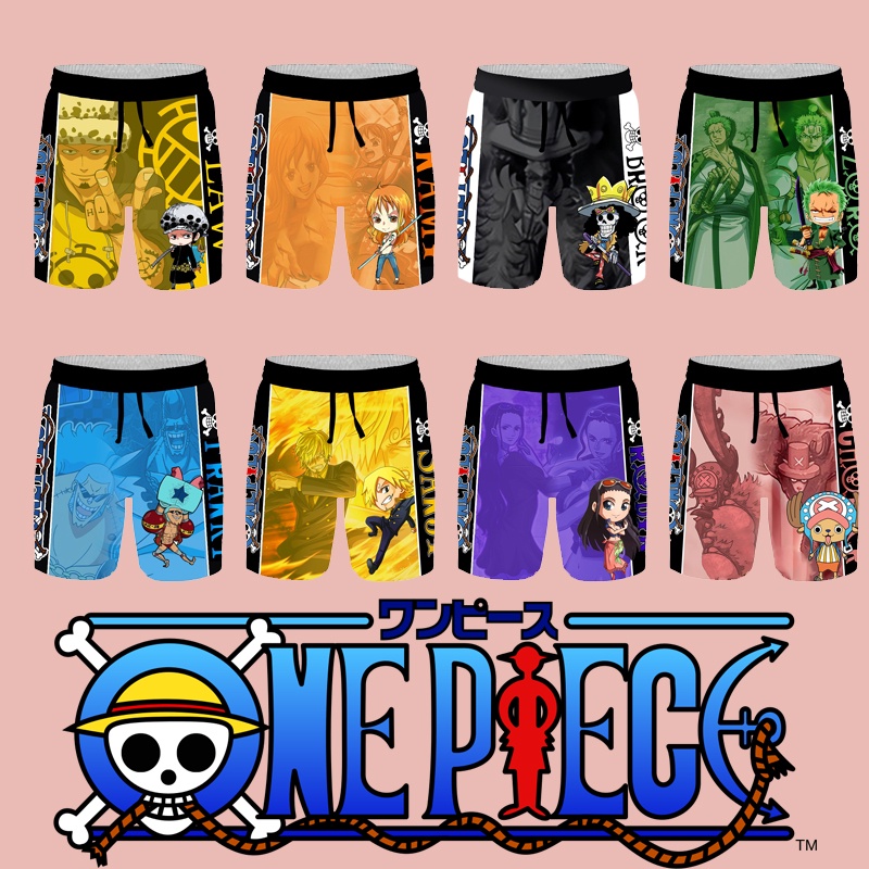 One Piece 3D Printed shorts Fashion Cartoon Swimwear Beachwear Belt ...