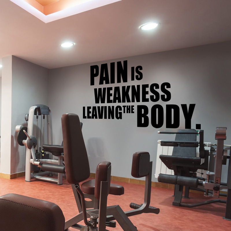 Gym Pain is Weakness Quote Wall Decal Fitness Crossfit Bodybuilding ...