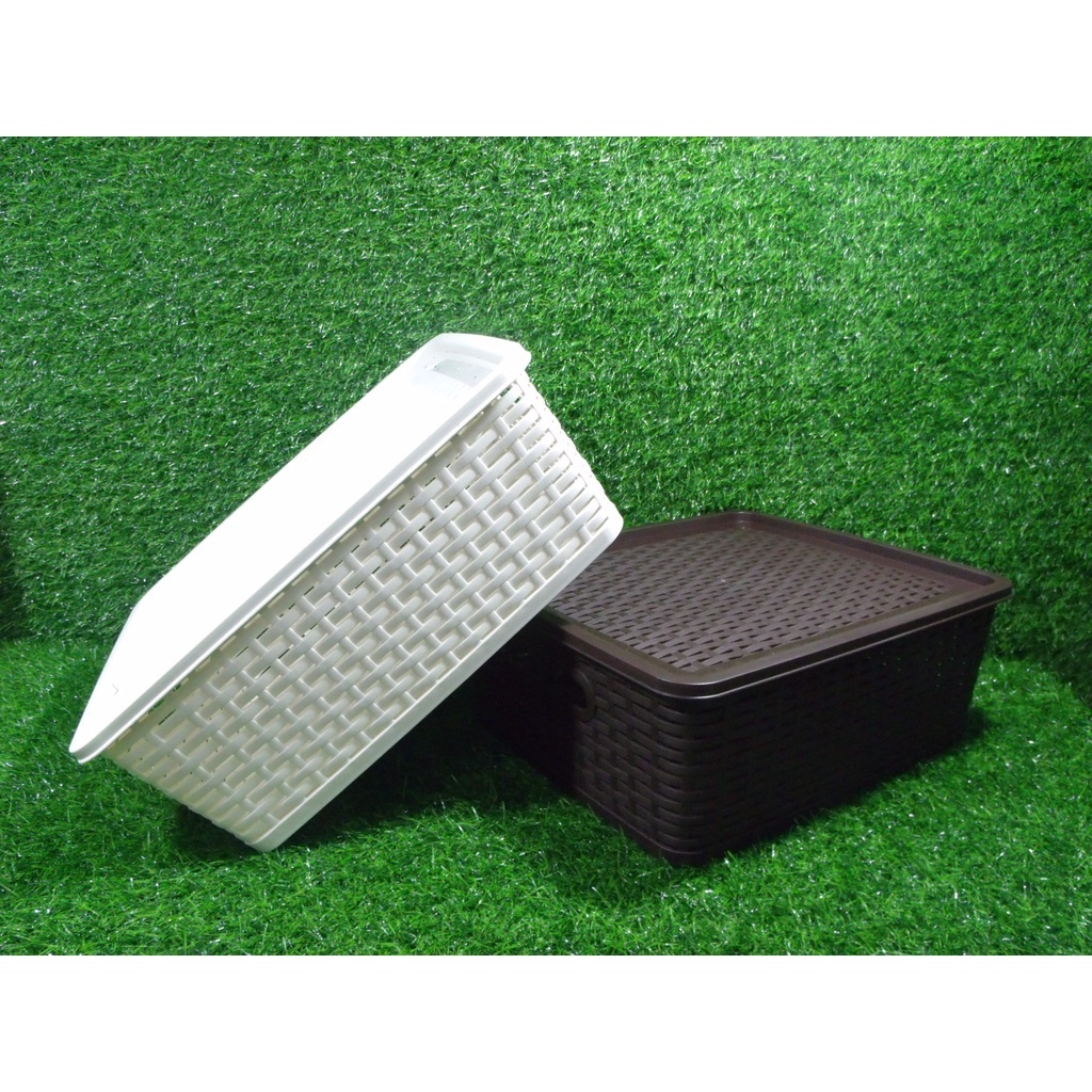 ZOOEY Rattan Eco Tray/ Basket Woven Design WHITE BROWN/storage box ...