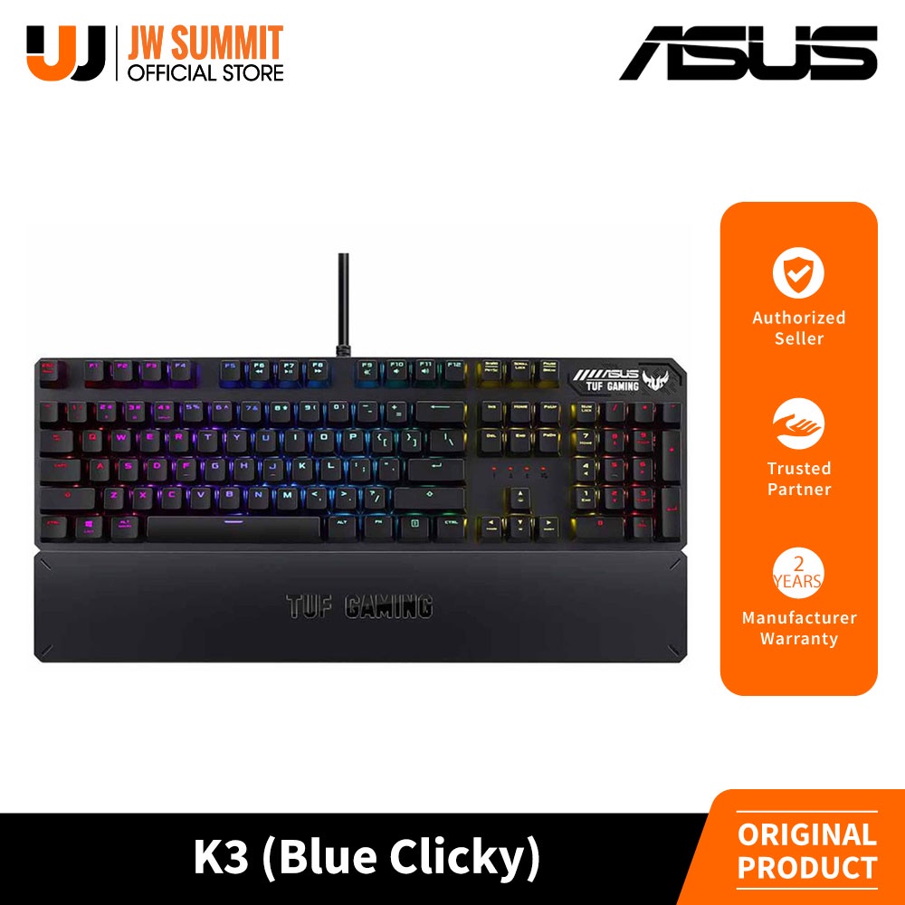 ASUS TUF Gaming K3 Blue Clicky Mechanical Switch, RGB Mechanical ...
