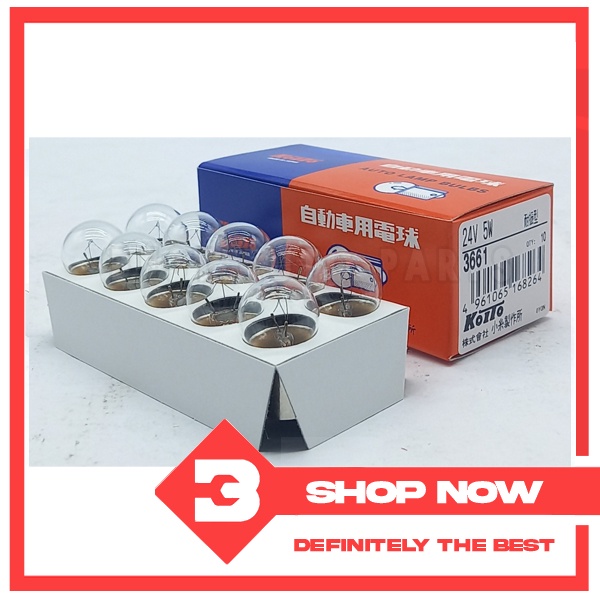 KOITO Halogen Bulb T20 24V 5W 10 pcs HB-3661 | Shopee Philippines