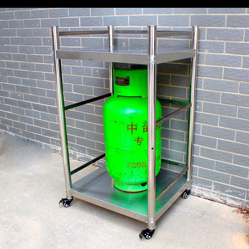 Stainless steel kitchen rack two-story 100 high guardrail with wheeled ...