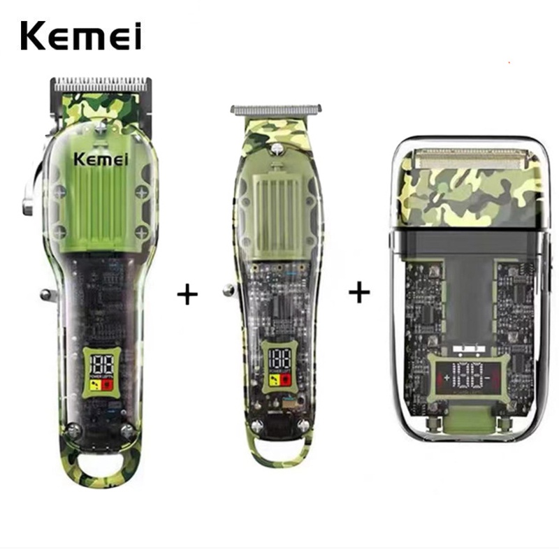 Kemei Professional Hair Clipper Combo 0mm Cordless Trimmer Barber Foil Shaver Hair Cutting ...