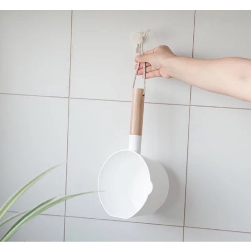 white dipper with wooden handle | Shopee Philippines