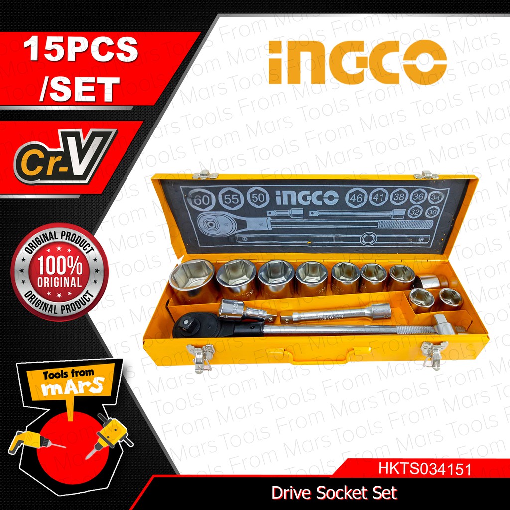 Ingco 15PCS 3/4 inch Drive Socket Set HKTS034151 IHT TOOLS FROM MARS ...