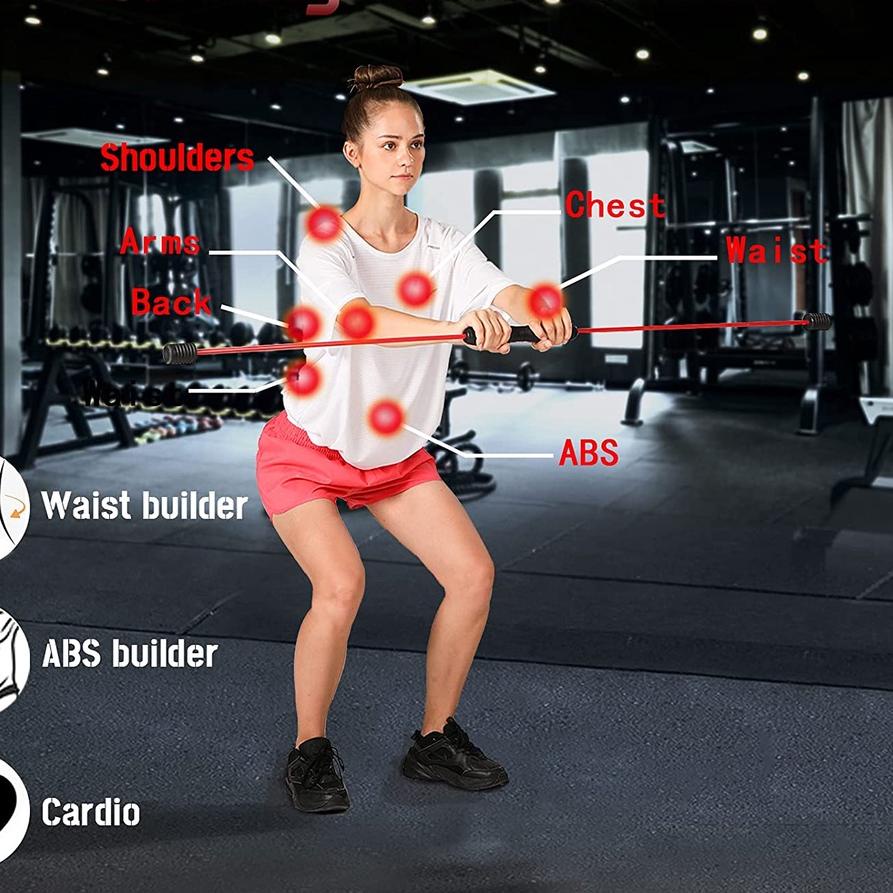 Update! Lightspeed Fitness Elastic Bar Training Bar Vibration Yoga ...