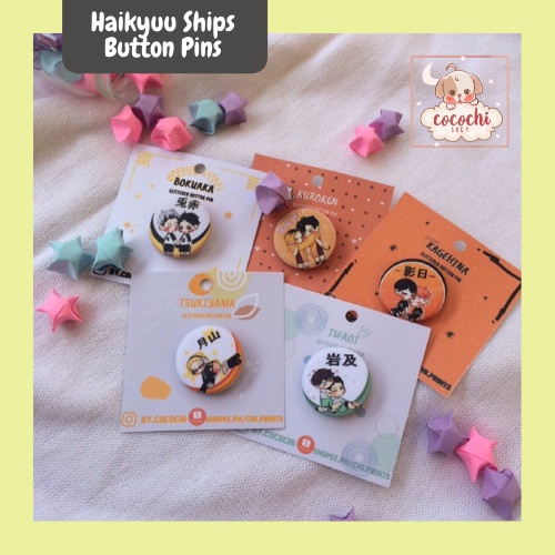 Haikyuu!! Ships Button pins [IwaOi, KageHina, KuroKen, TsukiYama ...
