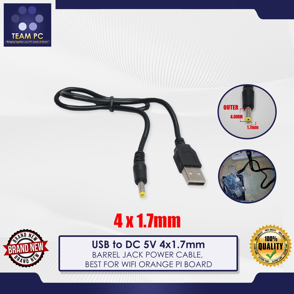 USB to DC 5V 4x1.7mm BARREL JACK POWER CABLE, BEST FOR WIFI ORANGE PI ...