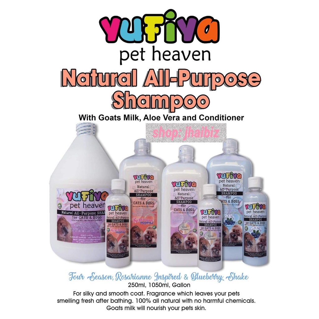Yufiya All Purpose Shampoo for dogs and cats with goats milk aloe vera and conditioner | Shopee ...