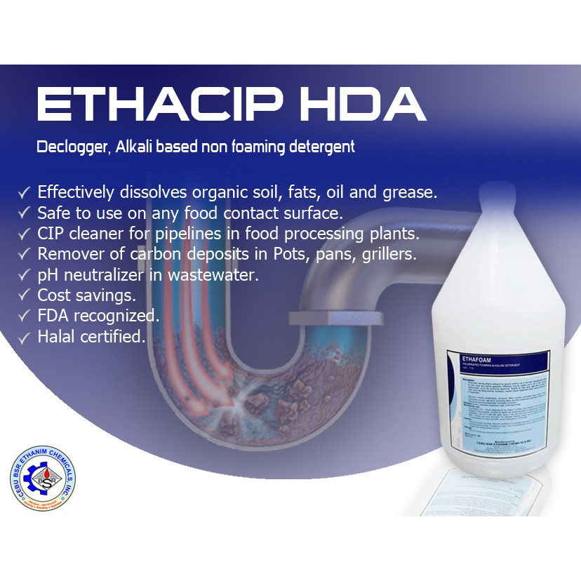Ethacip HDA - Alkaline CIP Cleaner, Sink Declogger, Oven Cleaner ...