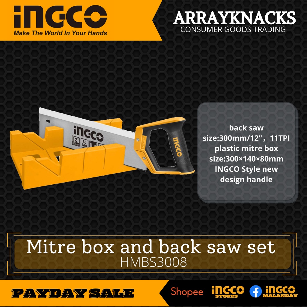 INGCO Mitre box and back saw set (HMBS3008) HANDTOOLS | Shopee Philippines