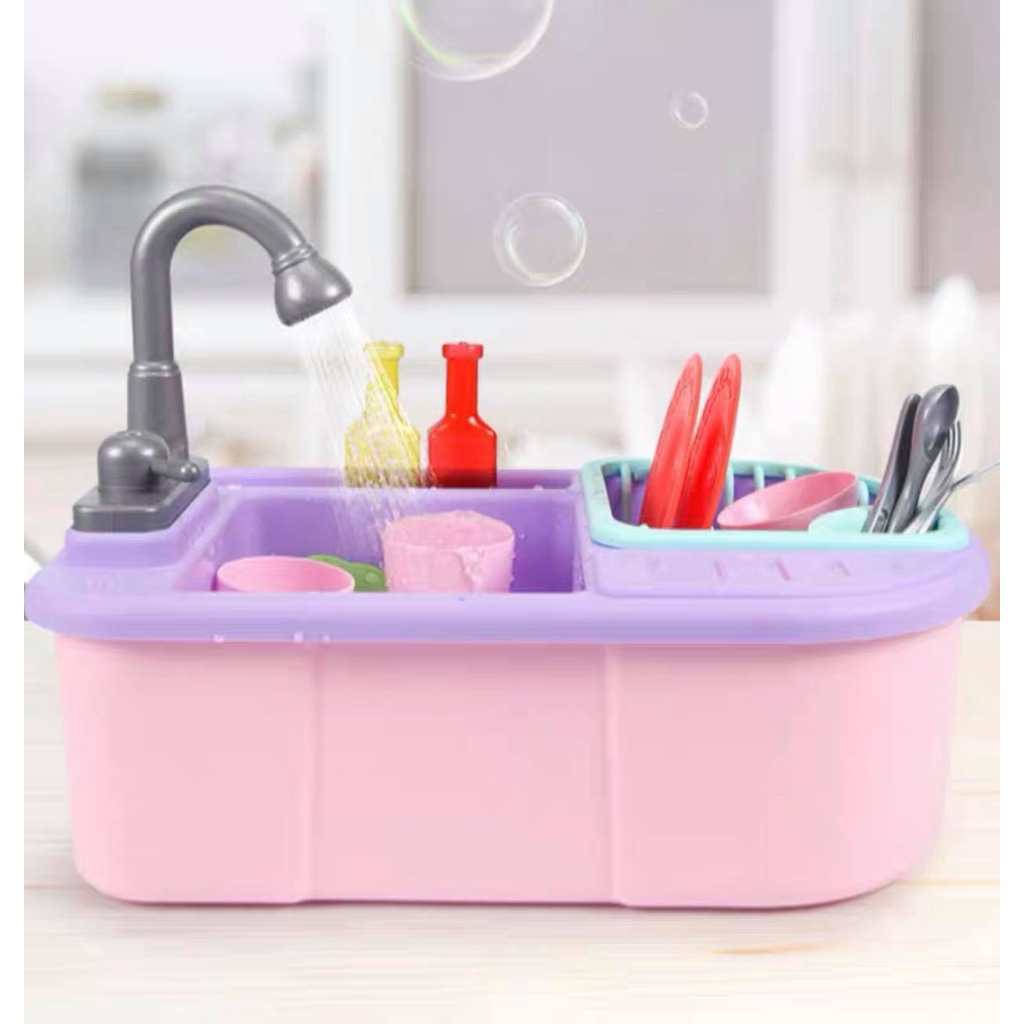 ON SALE!! Realistic Kitchen Sink Play Set with Running Water with 20 ...