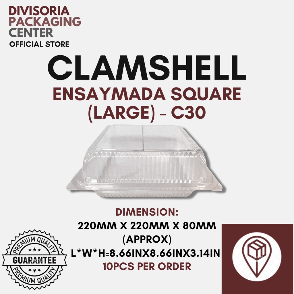 Clamshell OPS Container [Ensaymada Square (Large) - C30] Food-Grade ...