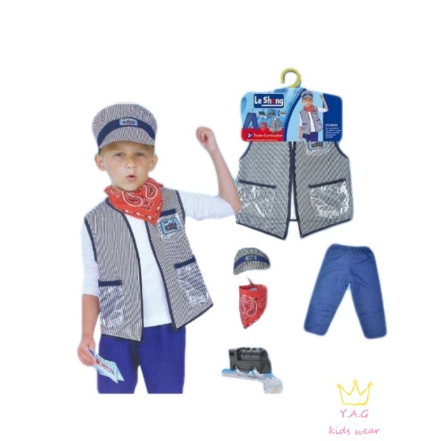 little boys blue red train conductor career costume 3-7yrs old | Shopee ...