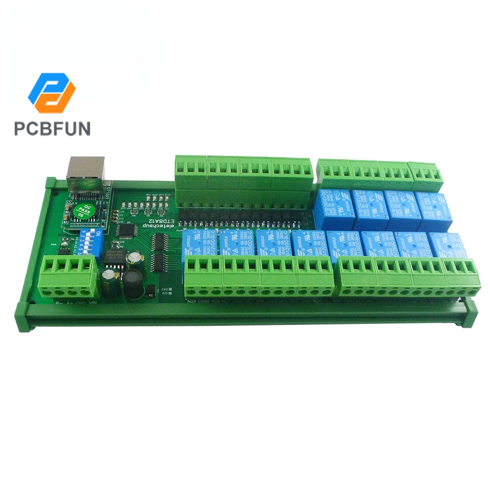 Pcbfun Modbus Rtu Tcp Ip Network Controller Plc Expansion Board 12v 24v 2 In1 12 Dio Ethernet
