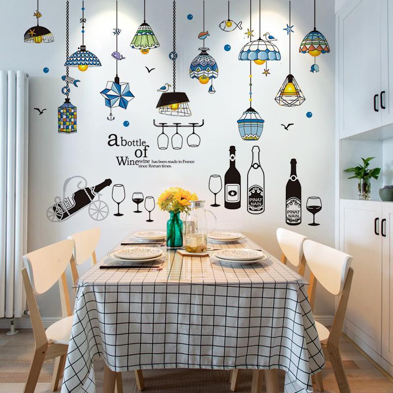 Nordic living room Dining table wallpaper background wall stickers self ...