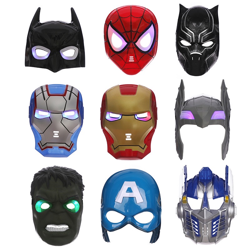 Halloween Glowing Mask Iron Man Black Panther Spider-Man Hulk Captain ...