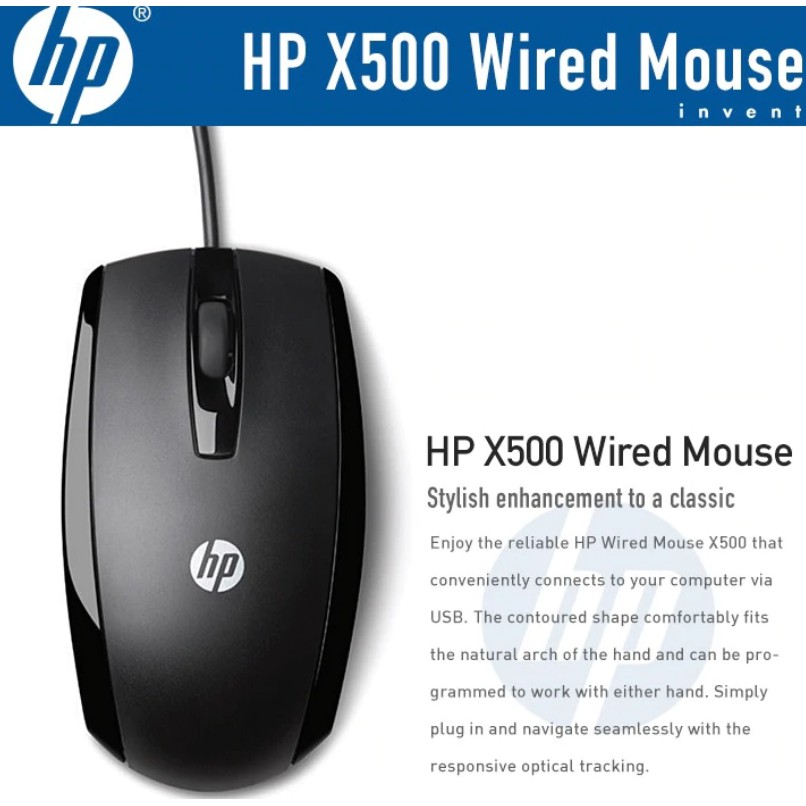 HP X500 Optical Wired USB Mouse take one mouse pad Black | Shopee ...