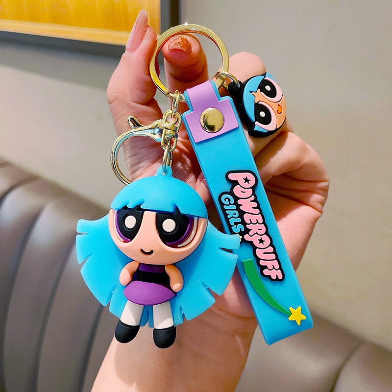 The Powerpuff Girls Pendant Keychains Anime Cartoon Holder Car Key ...
