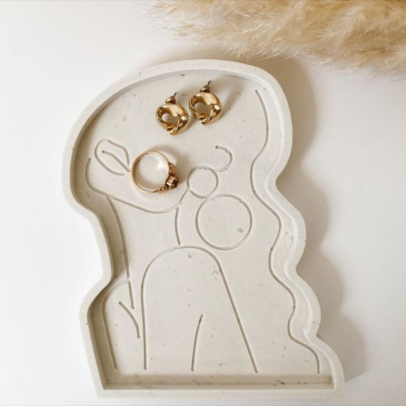 Minimalist Trinket Tray Dish, Woman Art Tray, Aesthetic Coaster Tray ...
