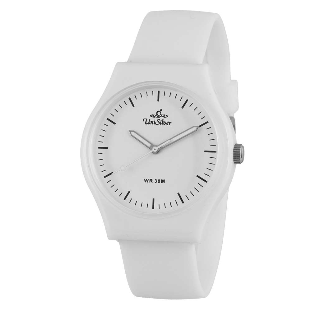 UniSilver TIME STENON FINIO Unisex Medium Analog White/White Rubber ...
