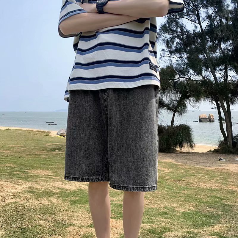 Men Shorts Denim Pants Denim Shorts Men Summer Thin Loose Straight New ...