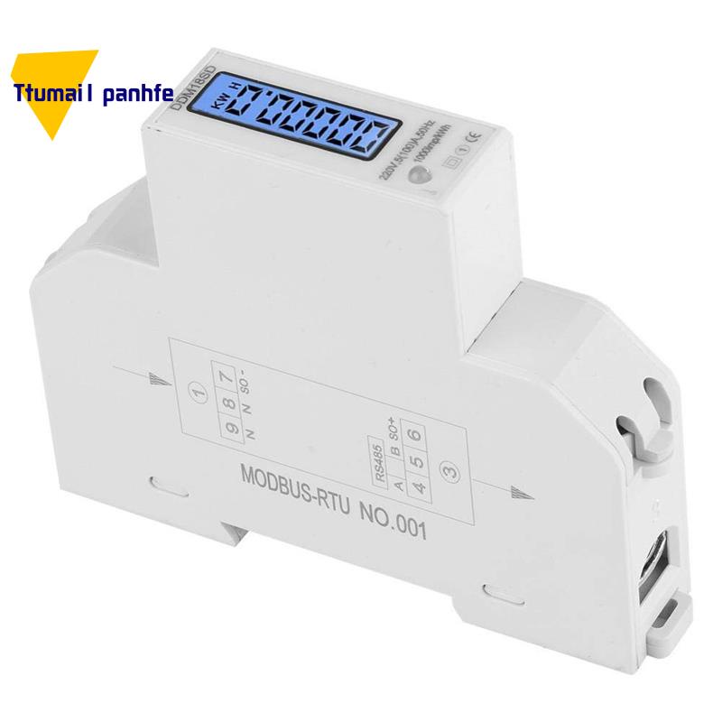 5-100A 220V Energy Meter Single Phase RS485 BUS Protocol LCD Backlit ...