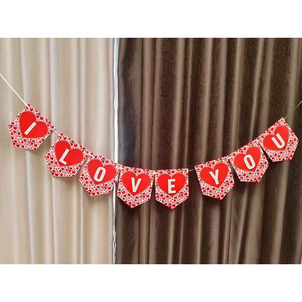 I LOVE YOU Red heart Valentine's day and Wedding love party decoration ...