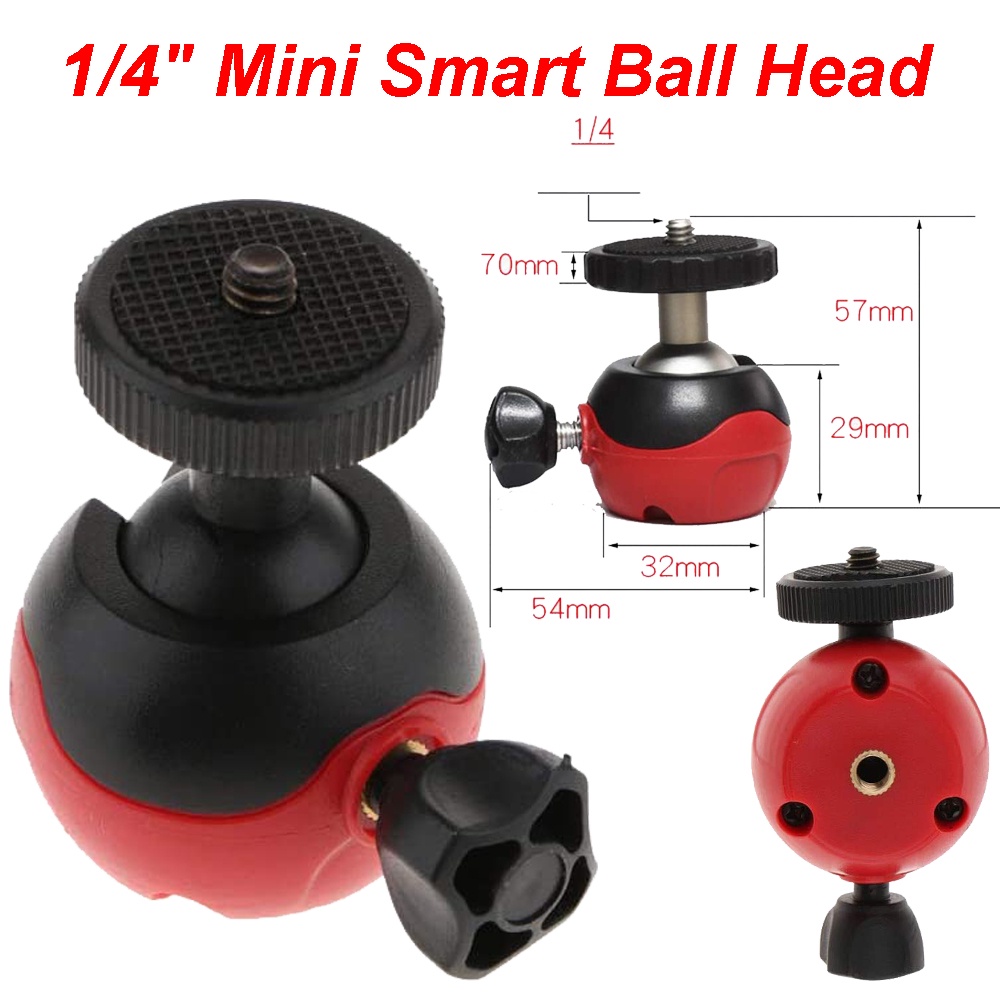 New 1/4 gimbal head pan tilt mobile phone camera tripod accessory 360 ...