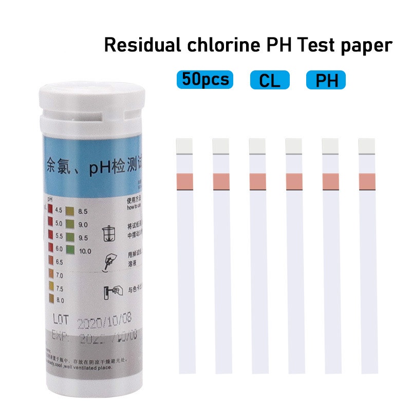50 Strips 2-In-1 Tub Water Quality Swimming Pool Aquarium Test Paper ...