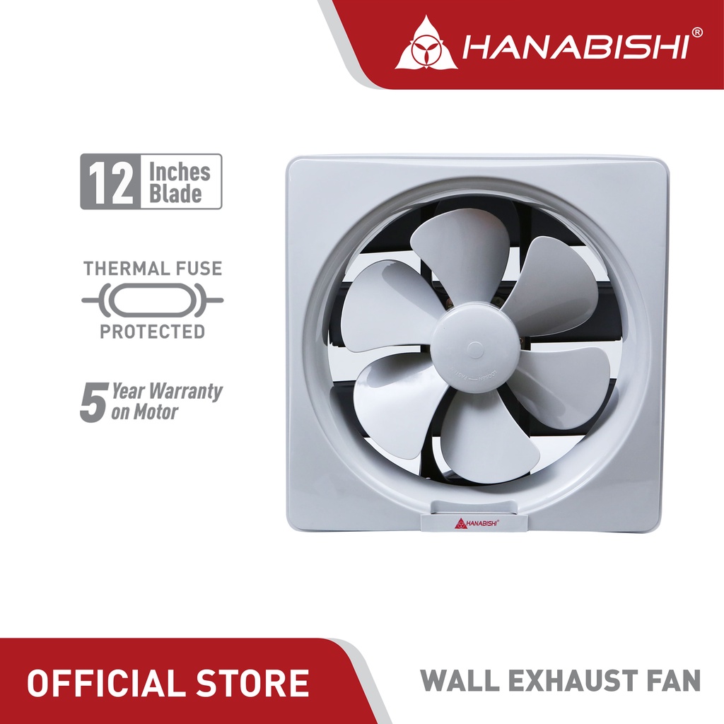 Hanabishi Wall Exhaust Fan HEF12 | High Quality Wall Mounted Powerful ...