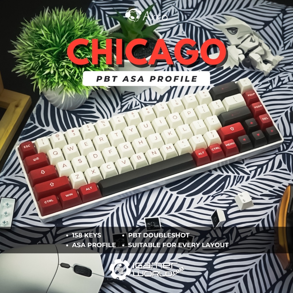 Akko Chicago Theme ASA Profile 158 Keycaps Set PBT Doubleshot For ...