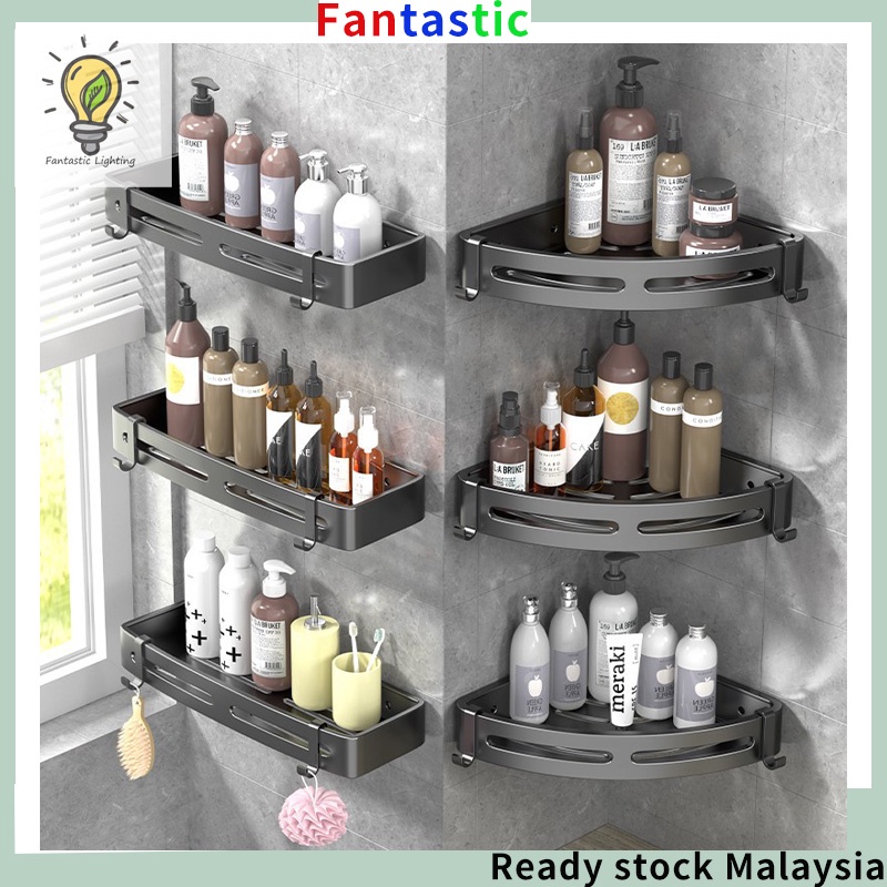 Fantastic Bathroom Corner Rak Dapur Storage Rack Punch Free Kitchen ...