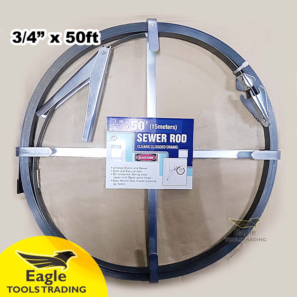 3/4" x 50 ft (15 meters) Flat Sewer Rod | BlackHawk | Clears Clogged ...