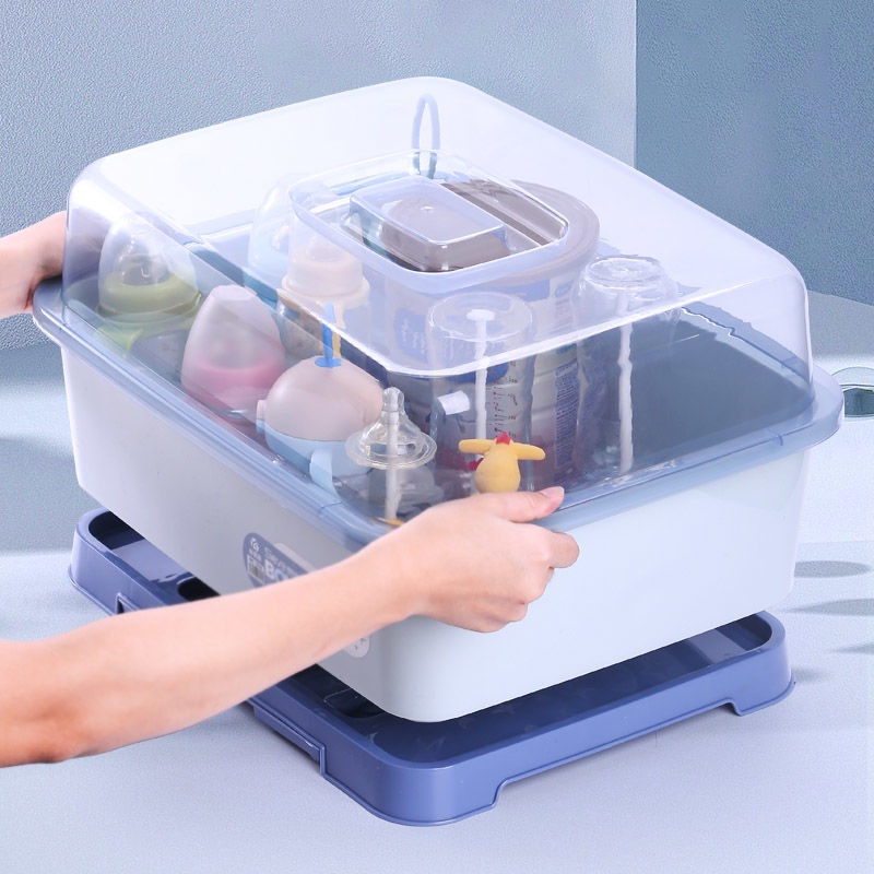 Baby Bottle Storage Box Rack Drying With Lid Dustproof Large Drain ...