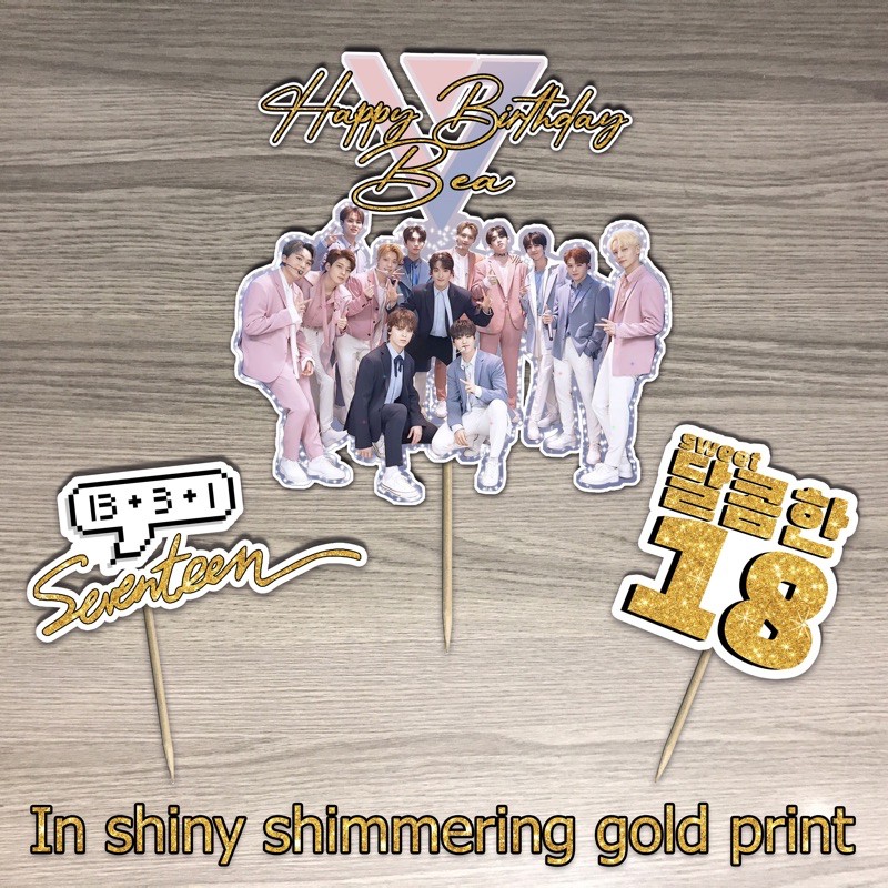 SEVENTEEN KPOP GROUP LAMINATED CAKE & CUPCAKE TOPPER SET WITH ...
