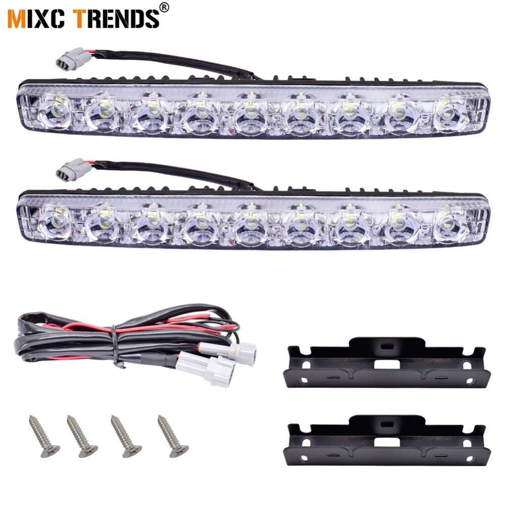 1Set 12V 9 LED DRL Light Bar Car Headlight Grille Auto Driving Fog ...