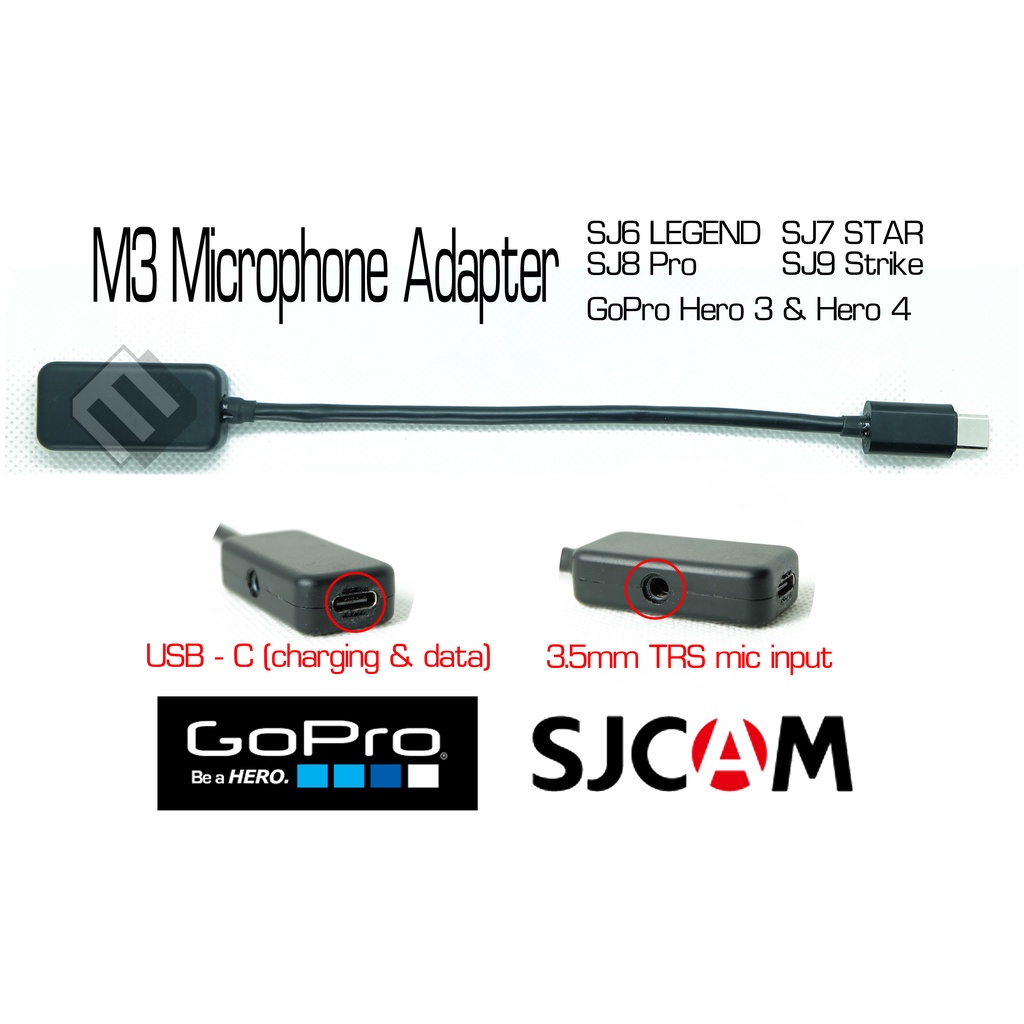 M3 microphone adapter for GoPro Hero 3 & 4 SJ6 Legend SJ7 Star SJ8 pro ...