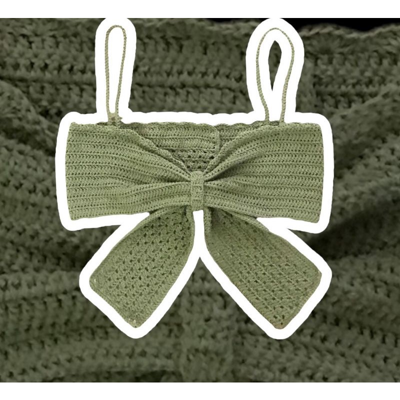 Bow crop top_Green color (real photo of the shop) | Shopee Philippines
