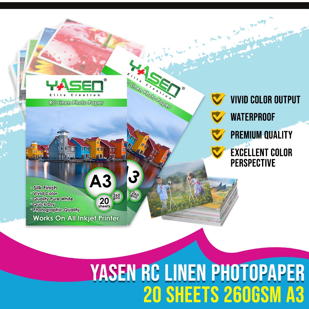 YASEN RC Waterproof Photopaper (260 GSM) A3 Size | Waterproof Resin ...