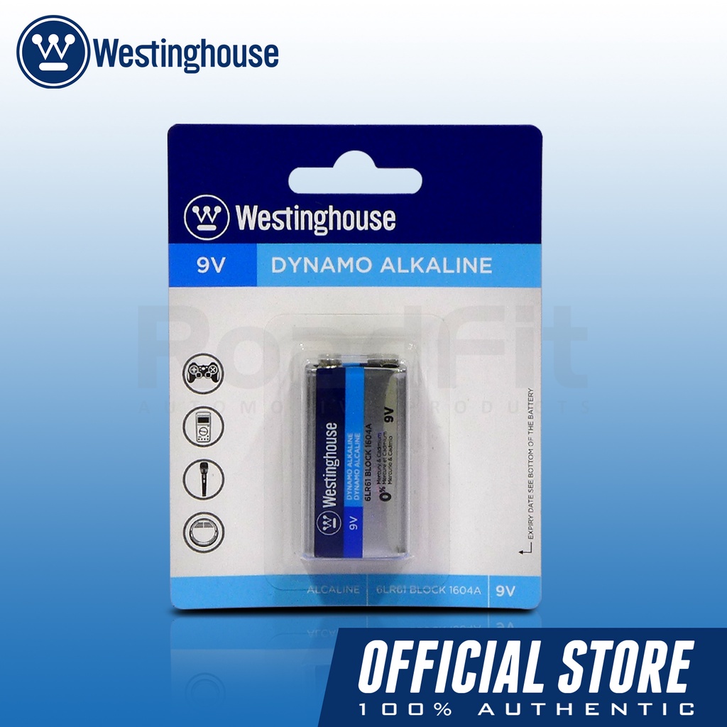 Westinghouse Premium Dynamo Alkaline Battery IEC 6LR61, ANSI 1604A, 9V ...