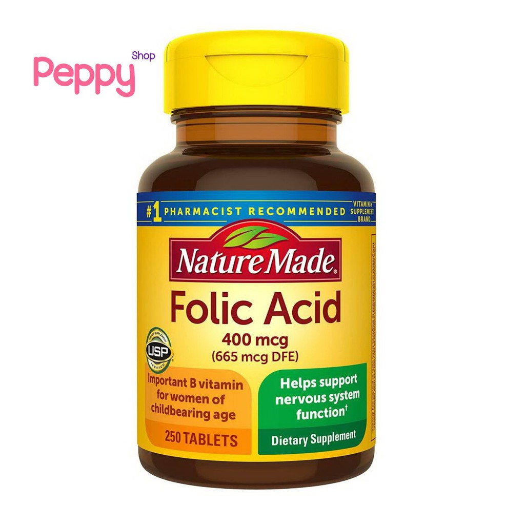 Nature Made Folic Acid 400 mcg 250 Tablets 400 (250 Tablets) | Shopee ...