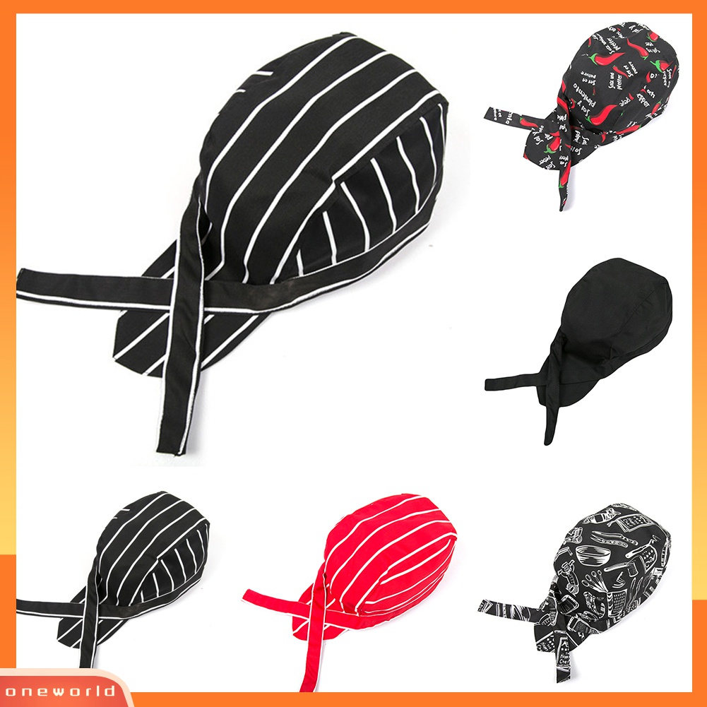 Ow Professional Chef Hat Cooking Head Wrap Kitchen Catering Skull Cap ...