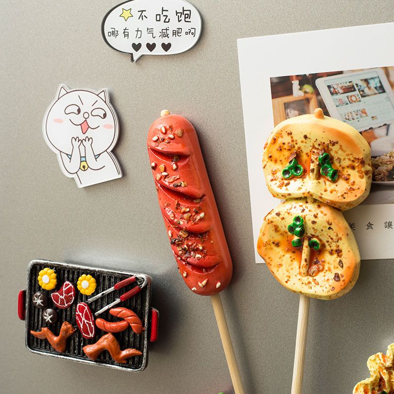 Fridge Magnet Creative 3d Simulation Resin Sticker Barbecue Crayfish ...