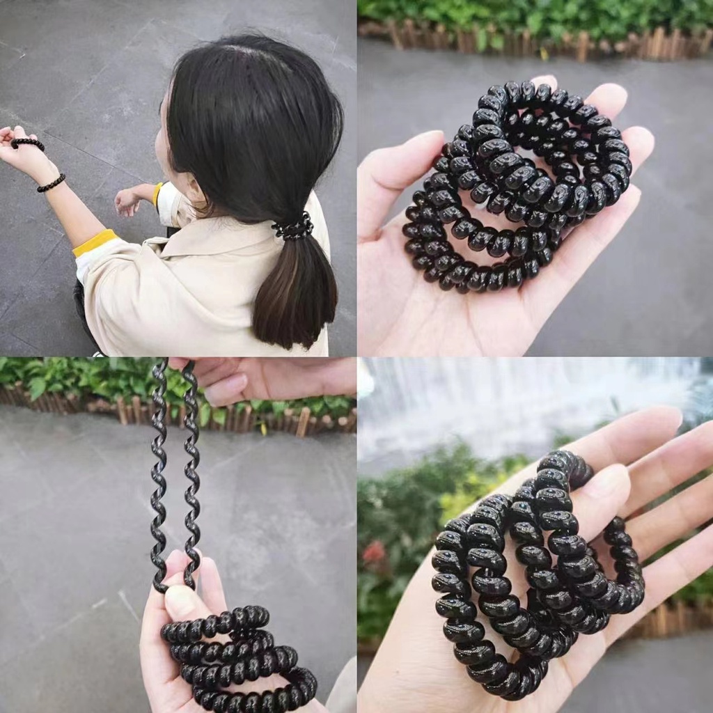 Women Fashion Spiraled Rubber Band Elastic Telephone Hair Ties Pony ...
