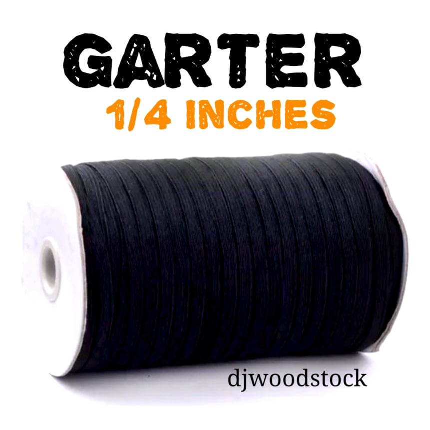 1/4 inches BLACK GARTER PER YARD, ELASTIC BAND FLAT CORD , SOLD PER ...
