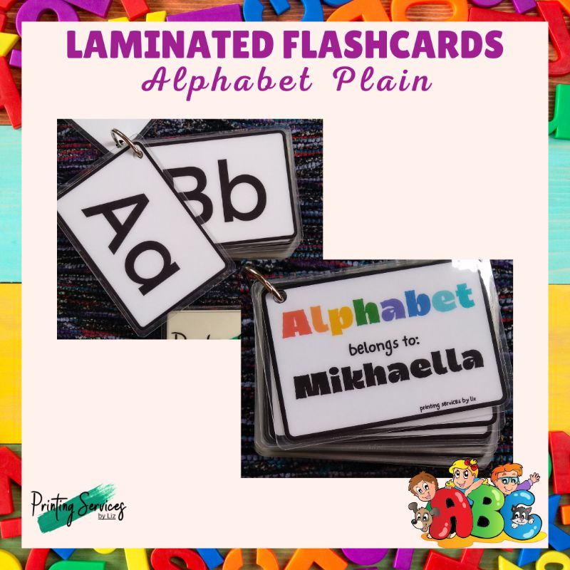ALPHABET & NUMBERS PLAIN BLACK - LAMINATED FLASHCARDS- 250 microns ...